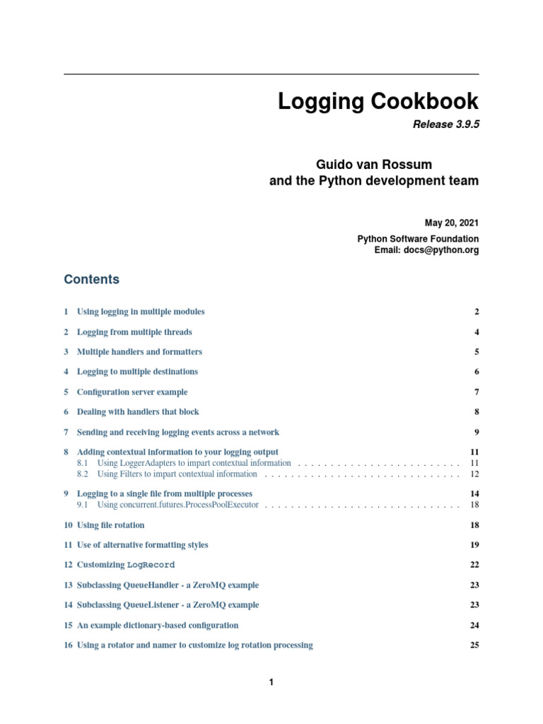 Howto Logging Cookbook | PDF | Software Bug | Command Line Interface