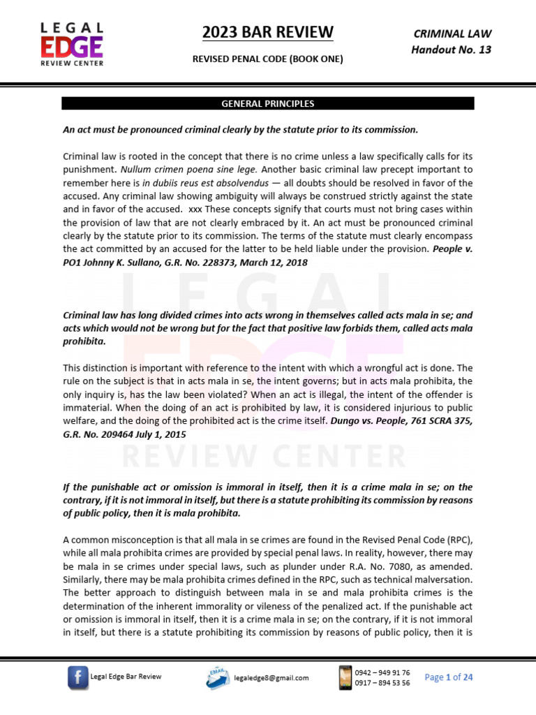 Ho 13 Criminal Law Revised Penal Code Pdf Crimes Crime And Violence