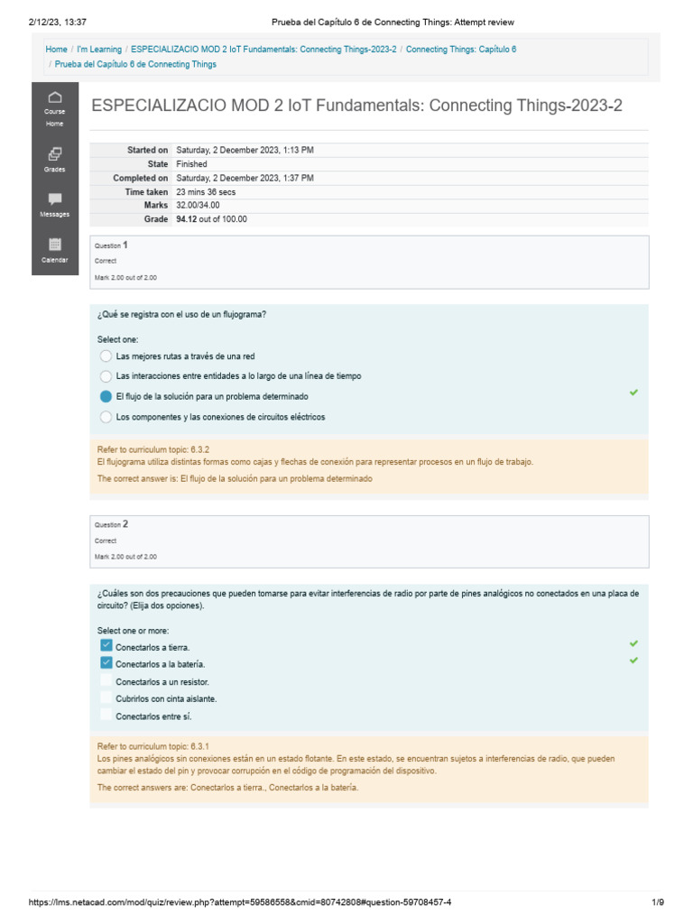 Prueba Del Capítulo 6 de Connecting Things - Attempt Review | PDF | Transferencia de estado ...