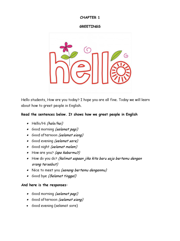 Chapter 1 Greetings | PDF