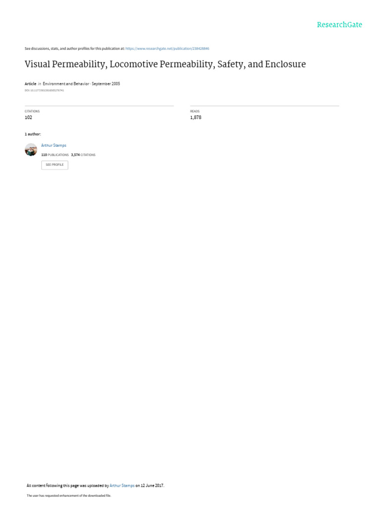 Visual Permeability, Locomotive Permeability, Safety, and Enclosure ...