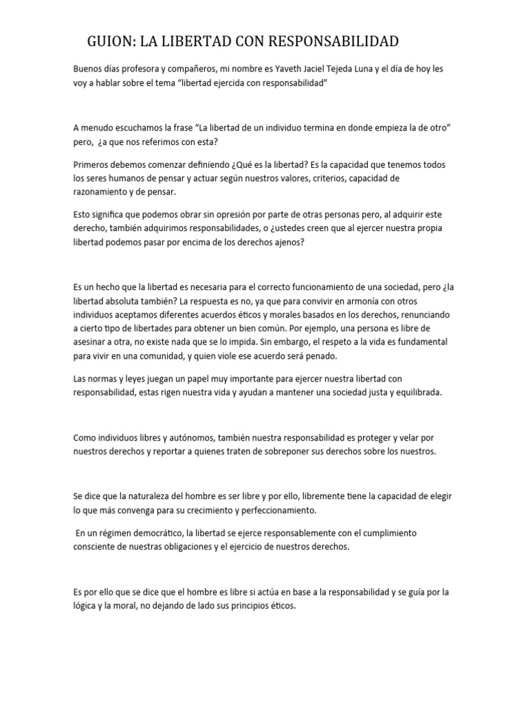 La Libertad Con Responsabilidad 1E Descargar Gratis PDF Libertad