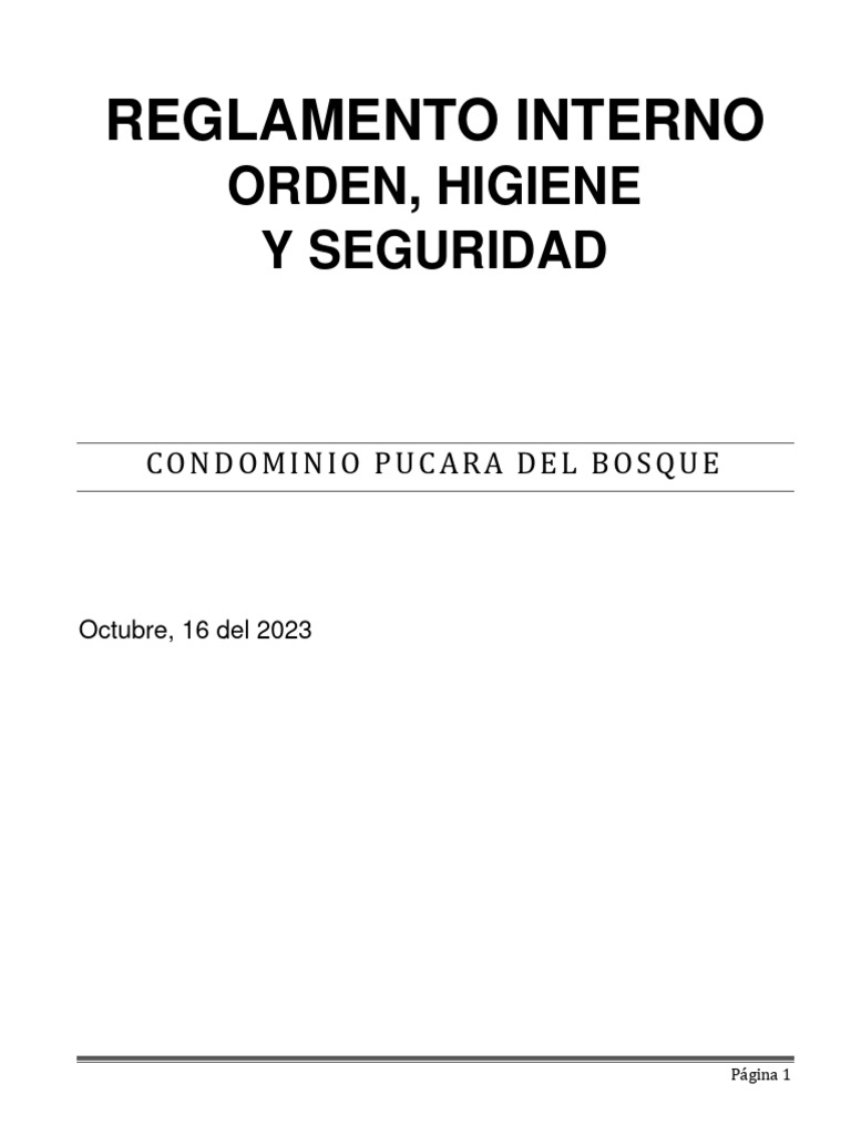 2023-Reglamento Interno Orden Higiene y Seguridad Pucara 2023 | PDF | Derecho laboral