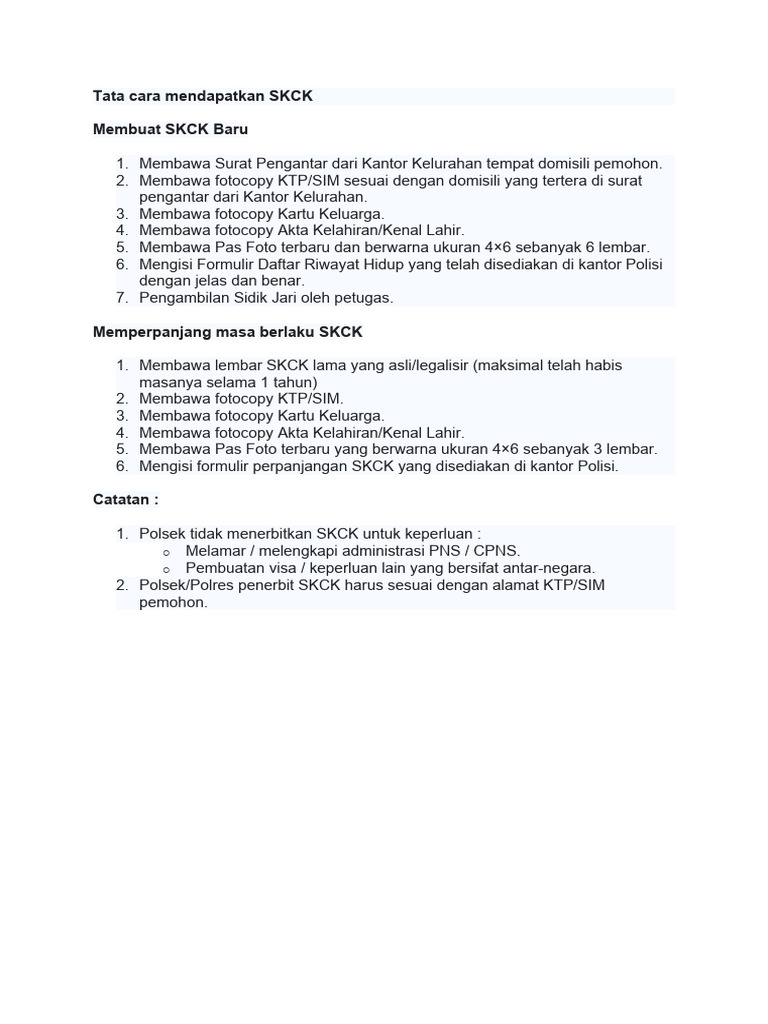 Panduan Membuat dan Memperpanjang SKCK | PDF | Ilmu Sosial | Hukum