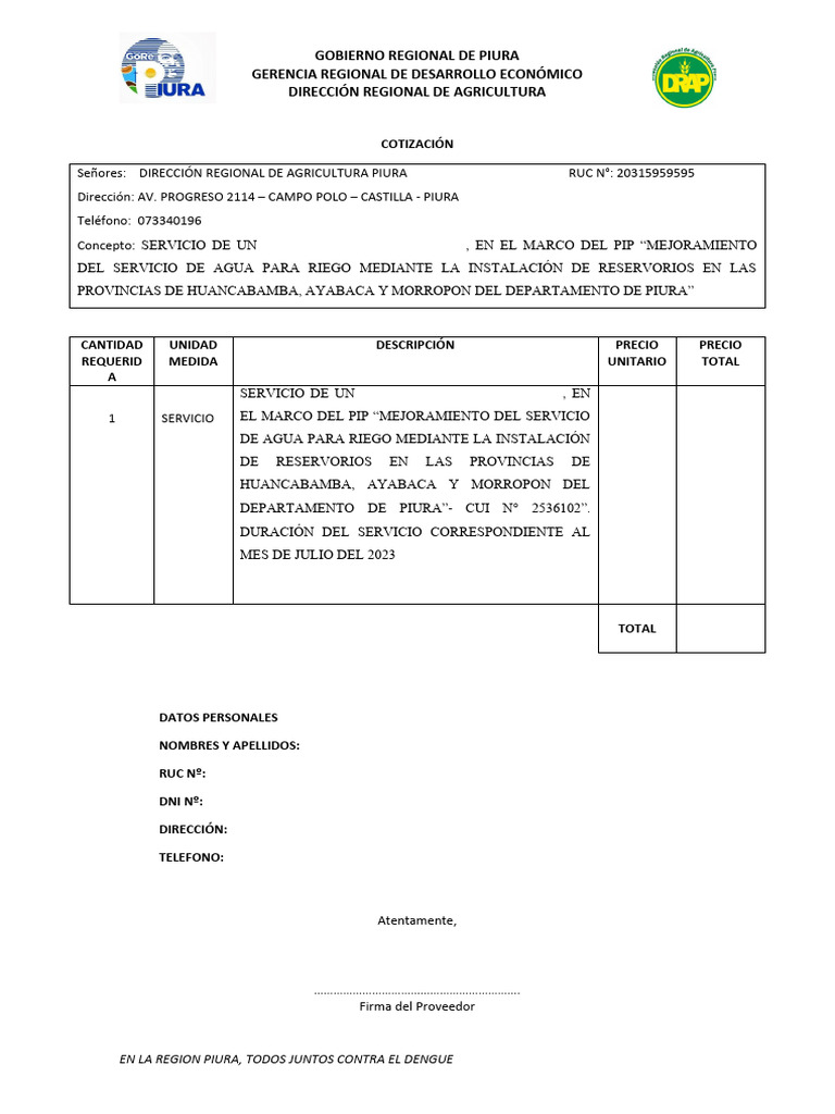 Modelo de Cotizacion y Declaraciones Juradas | PDF | Gobierno