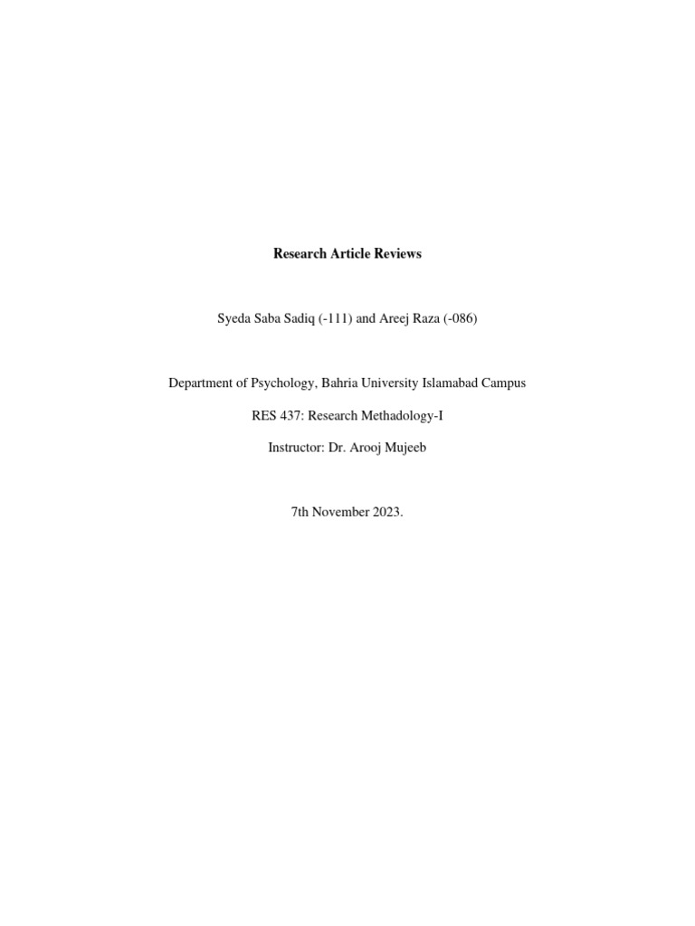 RM 1 Assignment | PDF | Occupational Burnout | Self Report Study