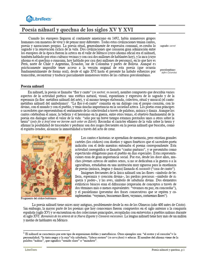 Poesía Quechua y Náhuatl | PDF | Imperio Inca | Náhuatl