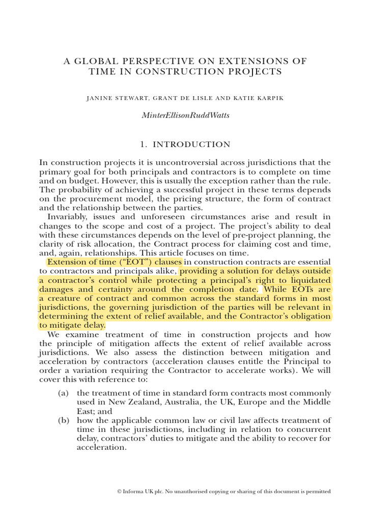 International Construction Law Review A GLOBAL PERSPECTIVE ON ...