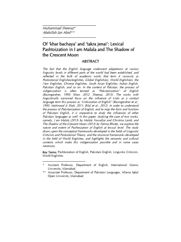 3 Muhammad Sheeraz | PDF | Pakistan | Linguistics