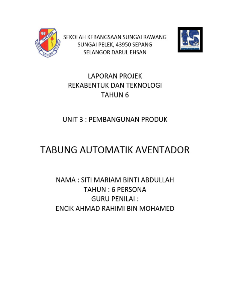 Contoh Laporan Projek RBT Tahun 6 | PDF