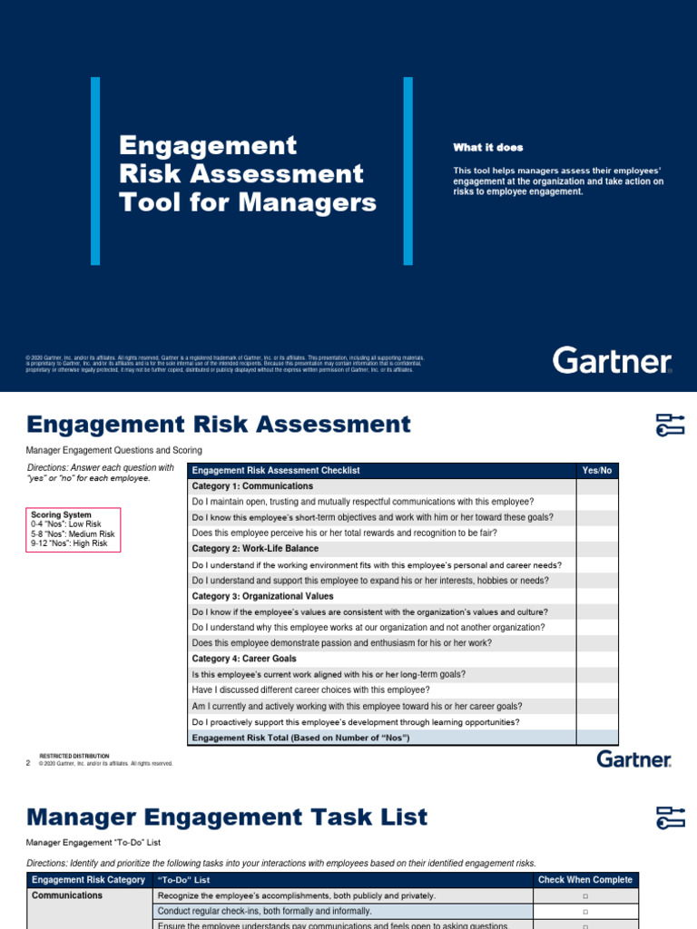 Engagement Risk Assessment Tool For Managers | PDF | Employment | Goal