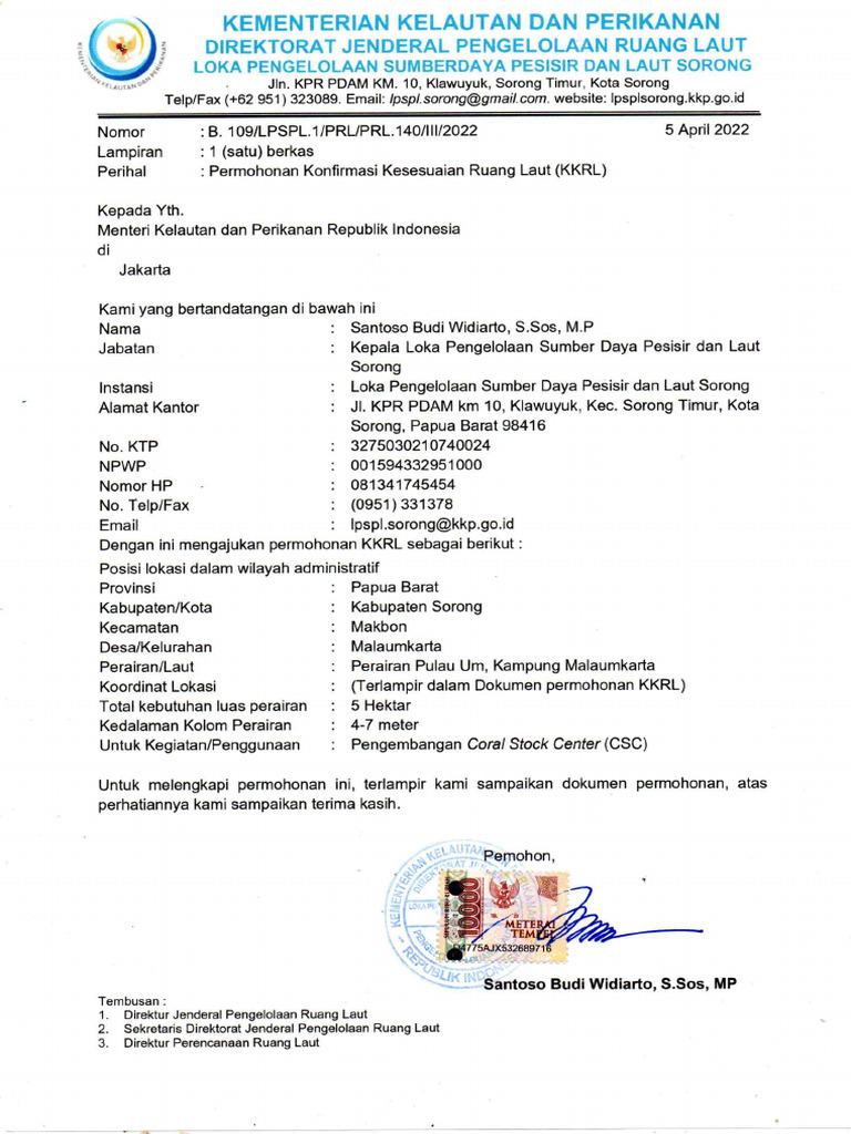 Permohonan KKRL | PDF