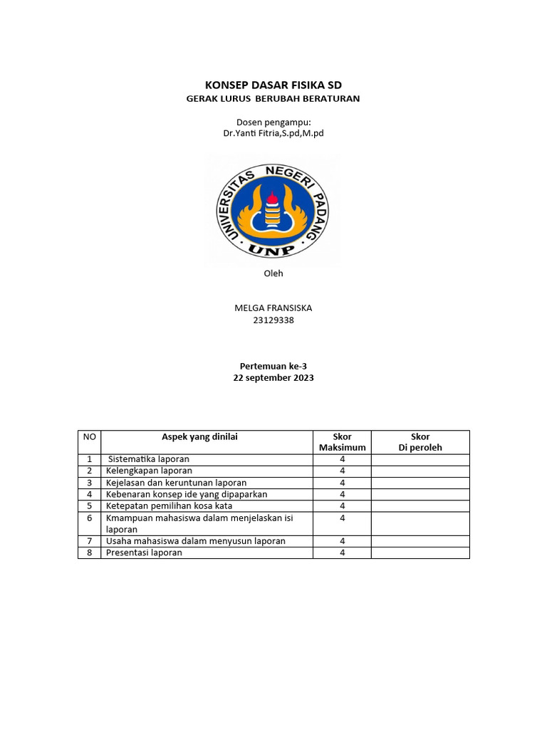 Gerak Lurus Berubah Beraturan Melga | PDF