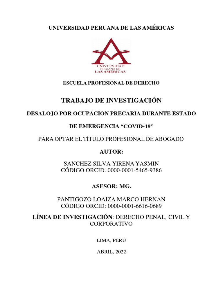 Desalojo Ocupacion Precaria | PDF | Propiedad | Caso de ley