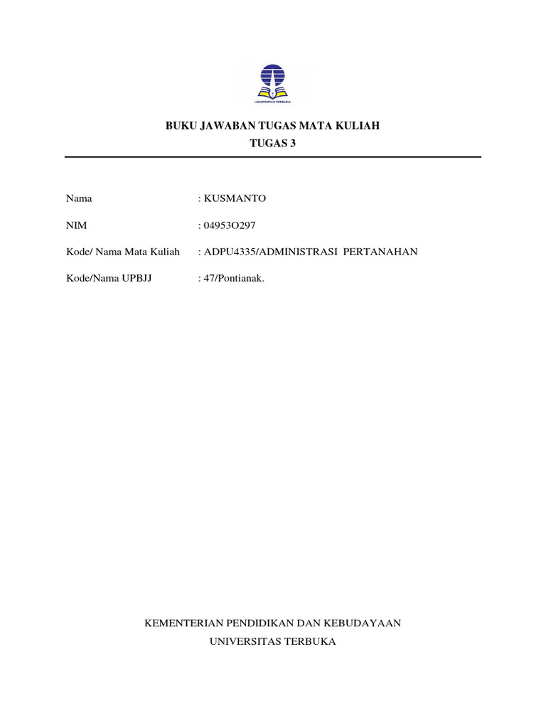 BJT3 Adpu4335 Administrasi Pertanahan Kusmanto | PDF