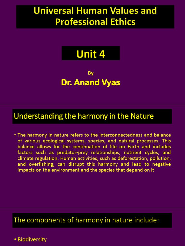Universal Human Values and Professional Ethics Unit 4 2023 | PDF | Ecosystem | Nature