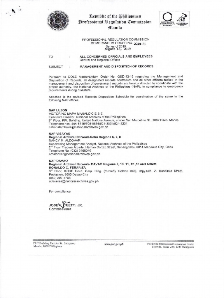 Memo Order 2019 31 | PDF | Licensure | Business