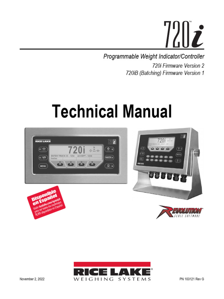 Tecnical Manual 720i Rice Lake | PDF | Menu (Computing) | Weight