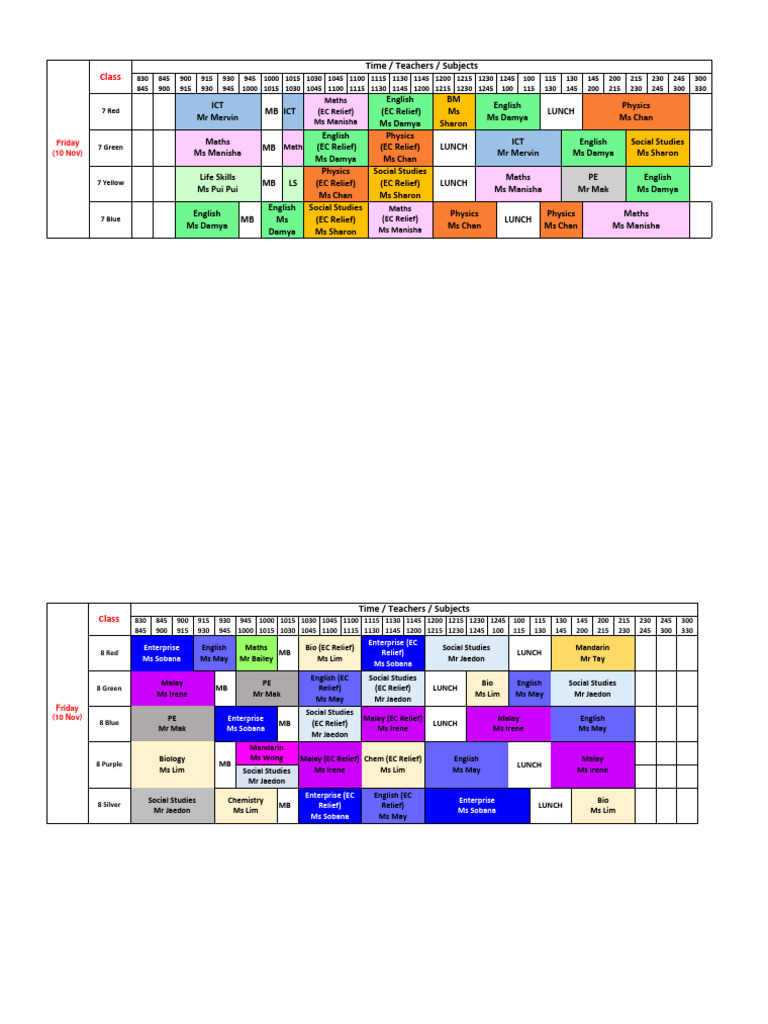 10 Nov Timetable | PDF
