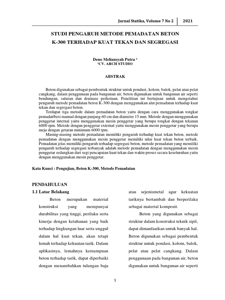 Pengaruh Metode Pemadatan Beton K-300 | PDF