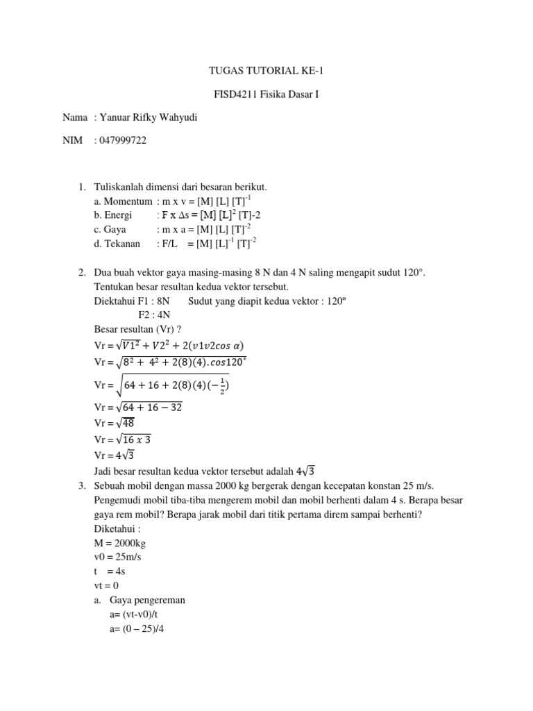 Tugas 1 Fisika Dasar | PDF