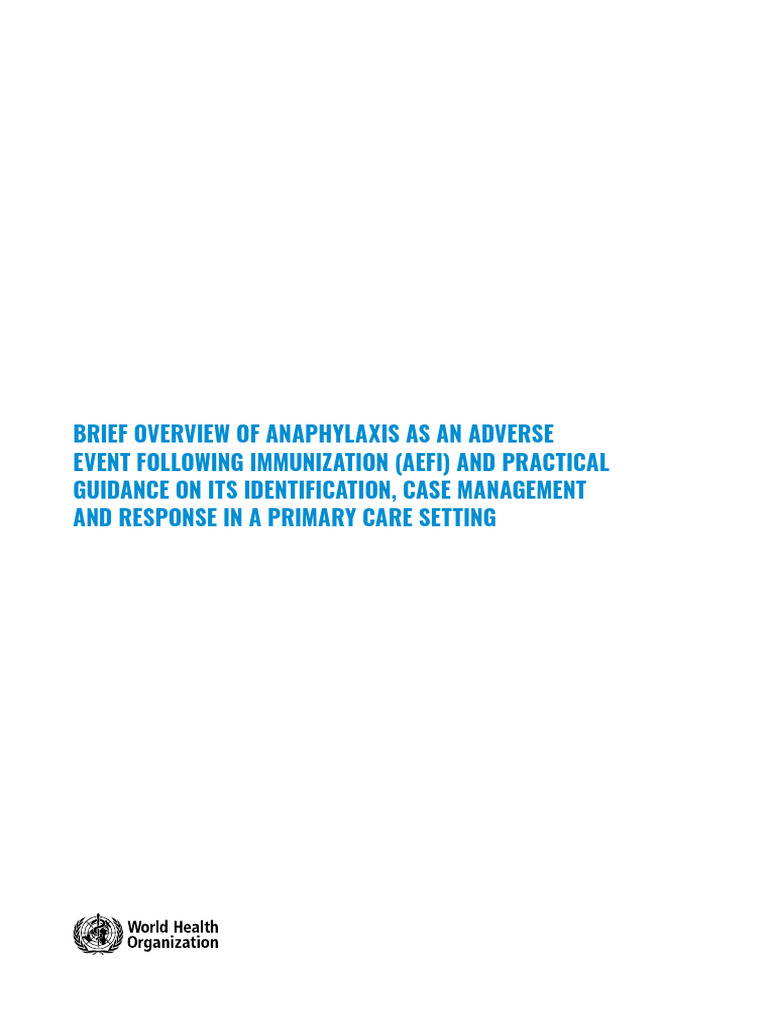 Anaphylaxis AEFI: Identification & Management Guide | PDF | Allergy ...