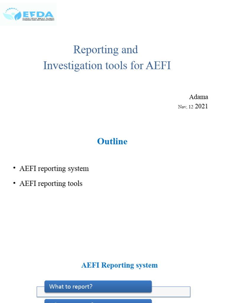 Reporting and Investigation Tools For AEFI | PDF | Mobile App | Health Care