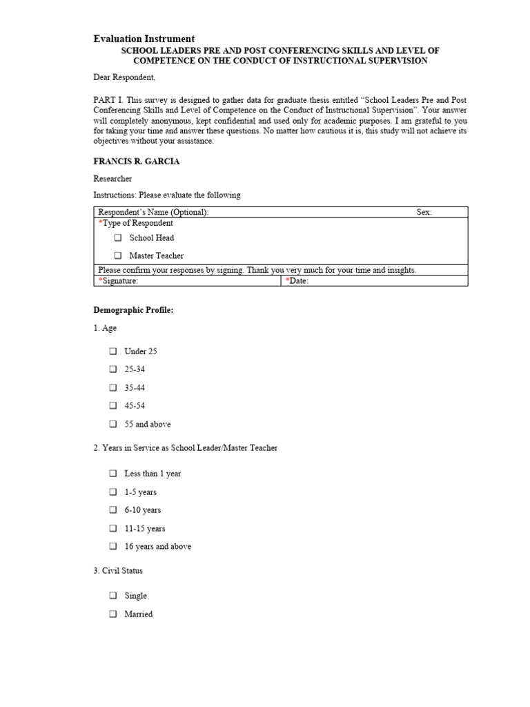 Revised Questionnaire | Download Free PDF | Leadership | Curriculum