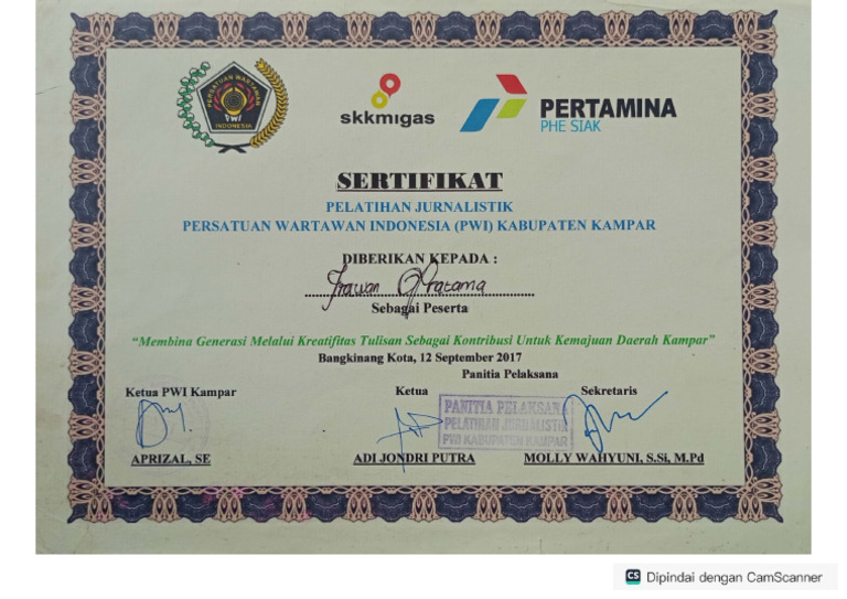 Sertifikat Pwi | PDF