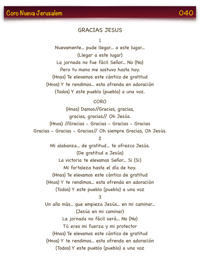 40 - Gracias Jesús | Descargar gratis PDF | Adoración Cristiana Y Liturgia