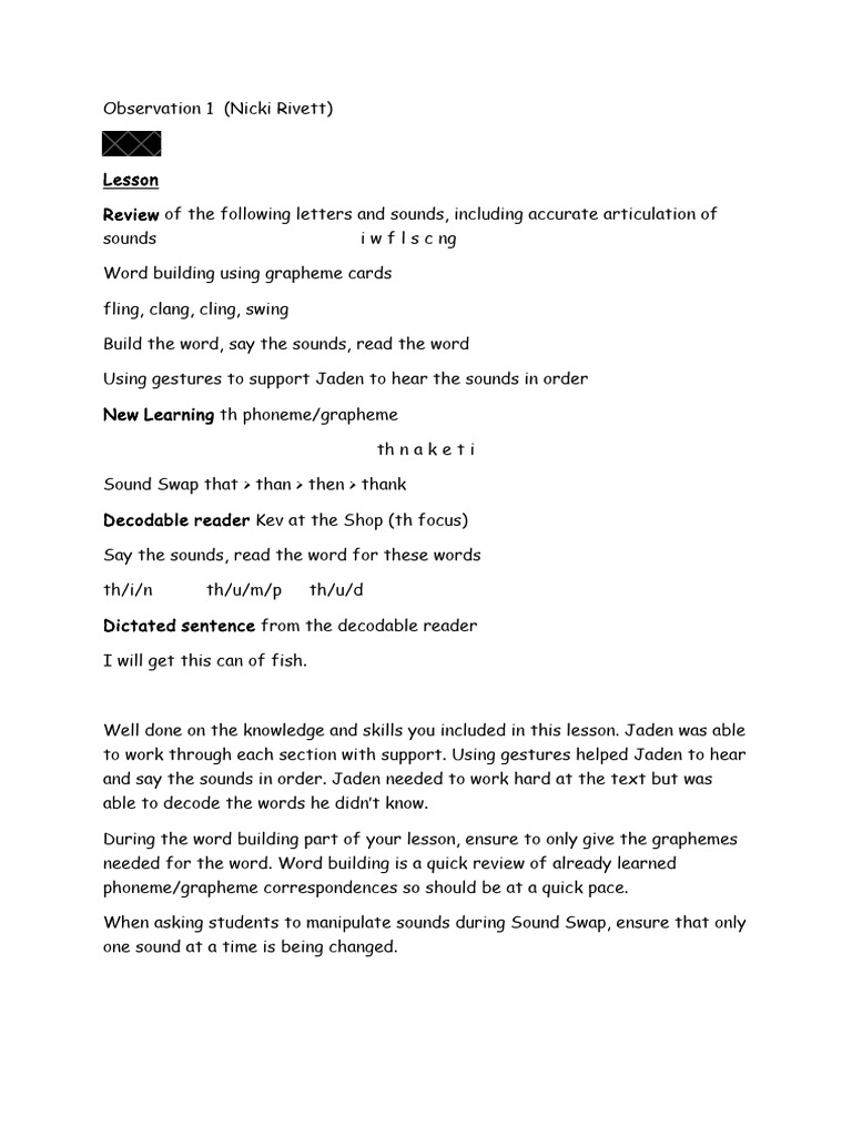 Brooke Lesson Review - Nicki | PDF | Writing | Cognitive Psychology