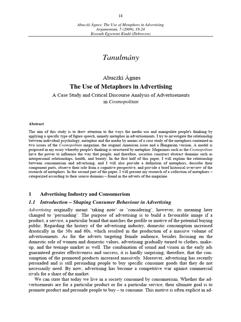 AGNES (2009) The - Use - of - Metaphors - in - Advertising | PDF ...