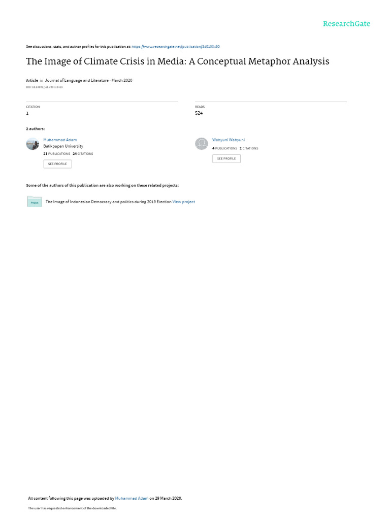 ADAM and WAHYUNI (2020) The Image of Climate Crisis in Media A Conceptual Metaphor Analysis ...