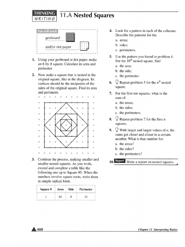 11.A Nested Squares | PDF | Area | Mathematics 11.A Nested Squares | PDF | Area | Mathematics