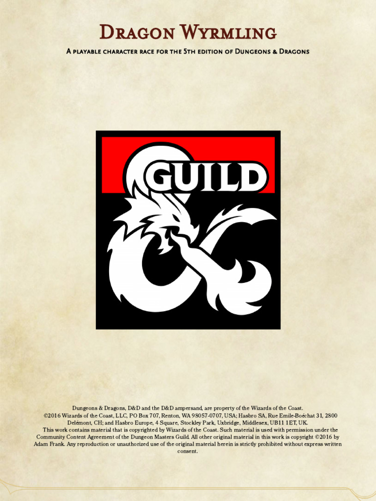 A Playable Race The Dragon Wyrmling | Download Free PDF | Dungeons ...