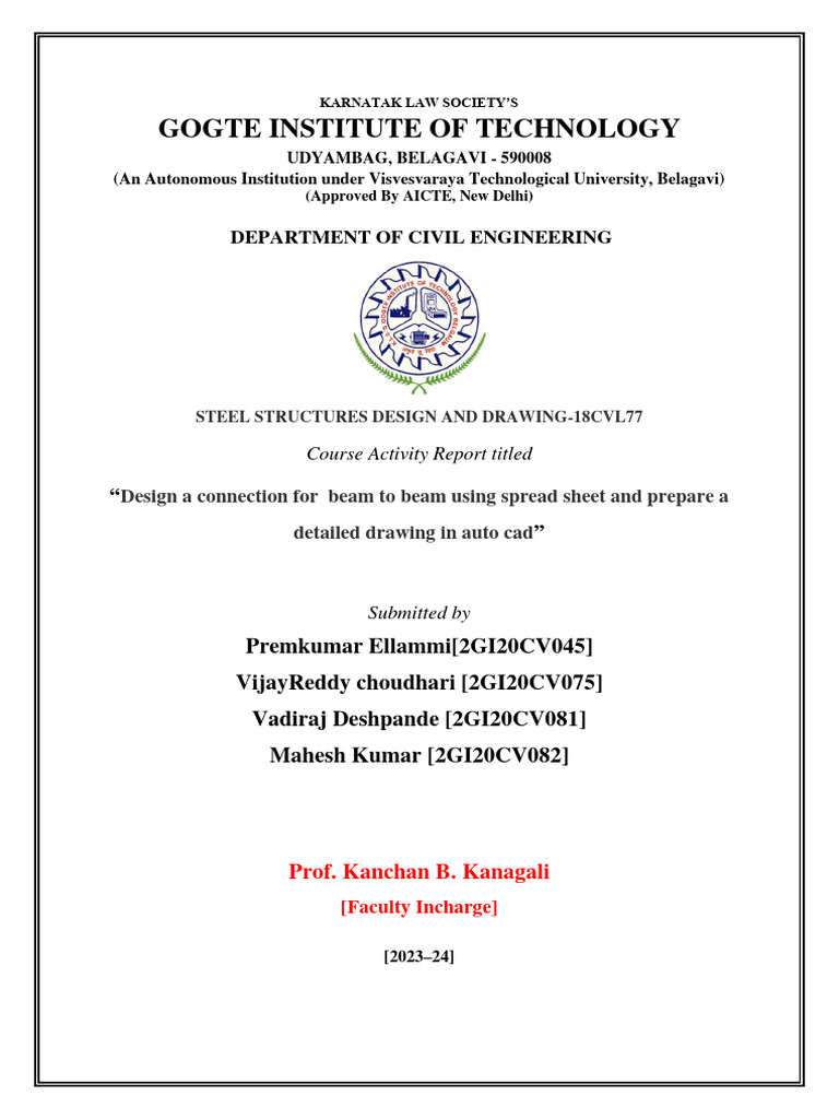 Gogte Institute of Technology: Department of Civil Engineering | PDF | Technology & Engineering
