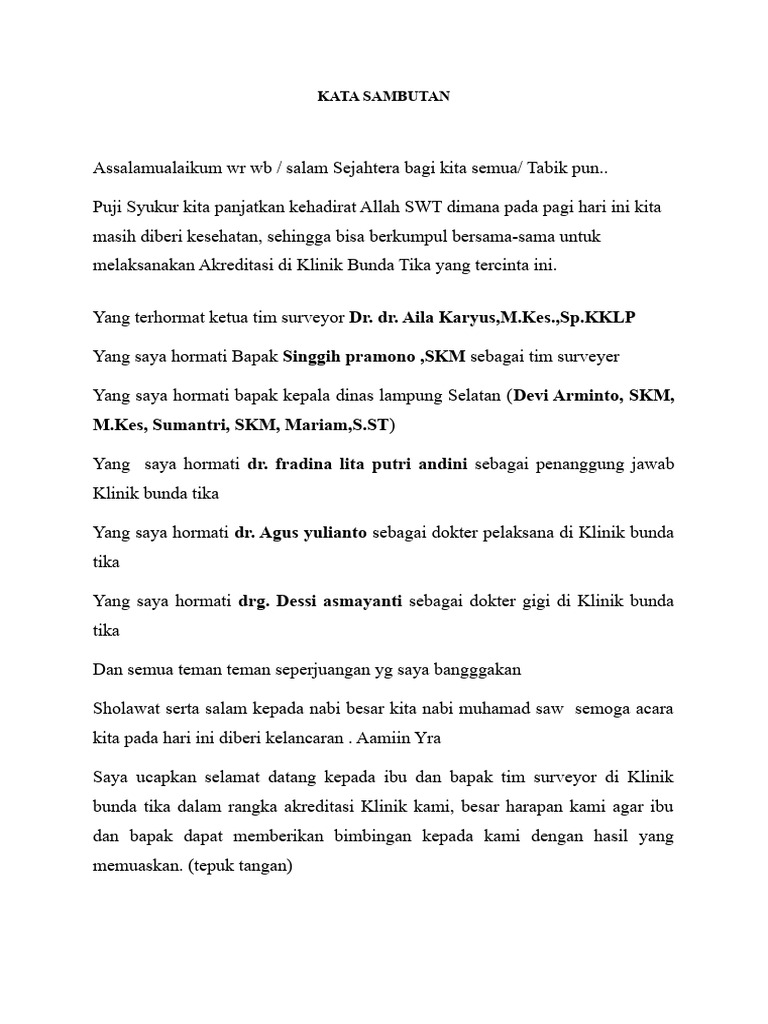 Kata Sambutan Akreditasi | PDF