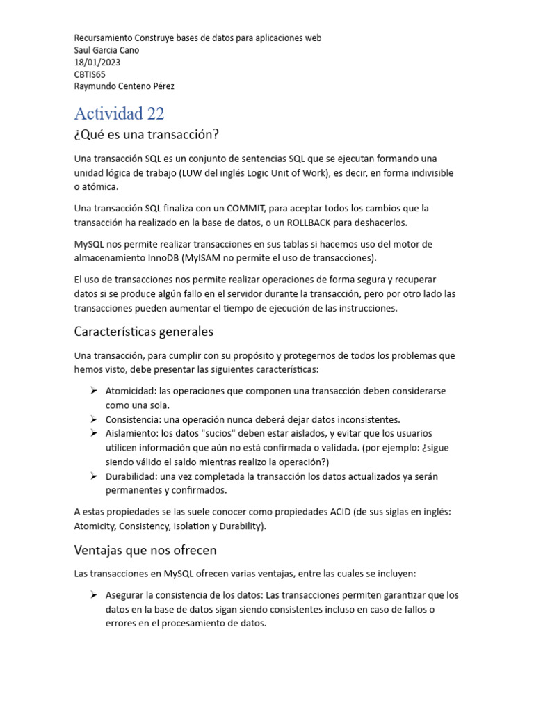 Actividad 22 | PDF | Bases de datos | SQL