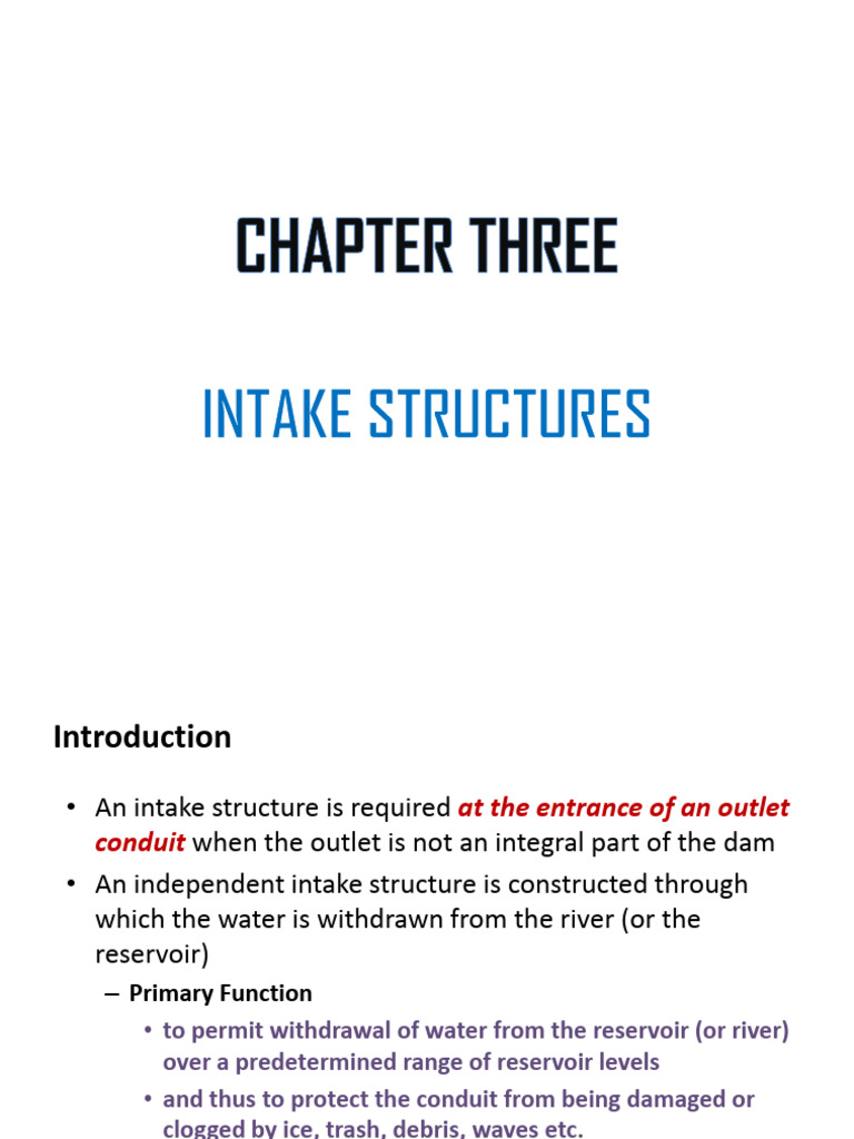 Chapter Three Intake Structures1 | PDF | River | Dam Chapter Three Intake Structures1 | PDF | River | Dam