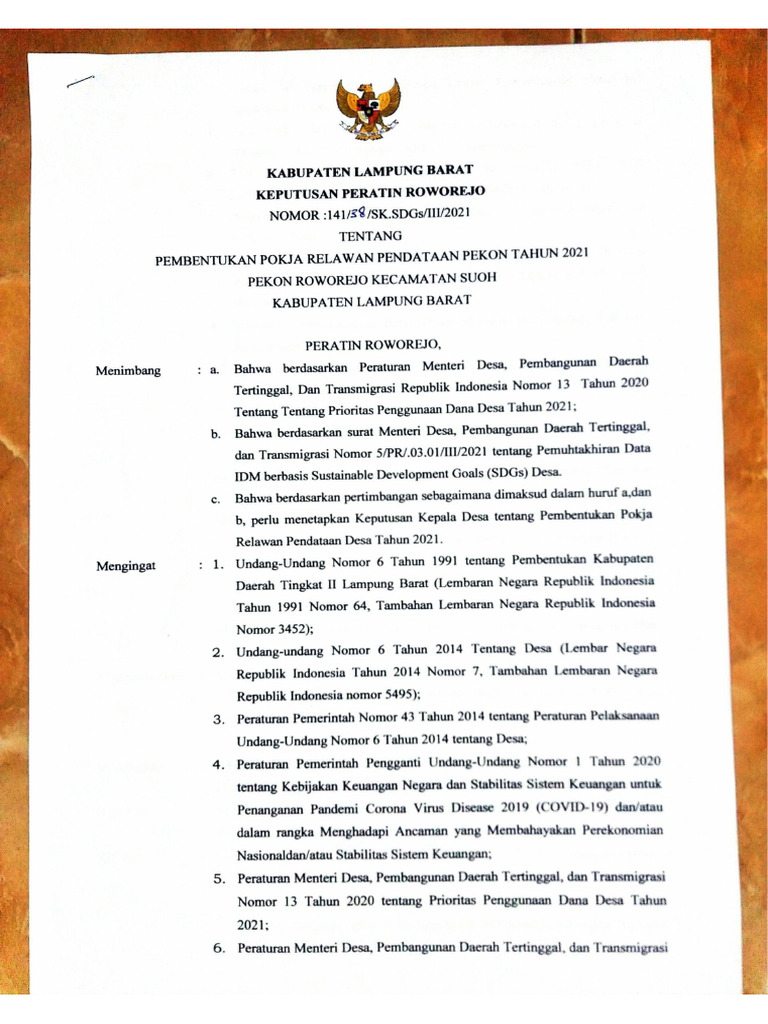 SK SDGs ROWOREJO SUOH 2021 | PDF