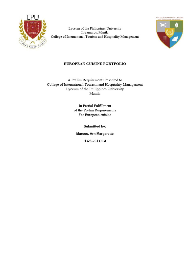 H328 Marcos Prelim Requirement | PDF | Foods | Cooking