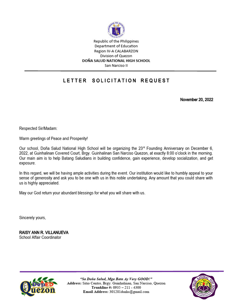 Solicitation Letter | PDF