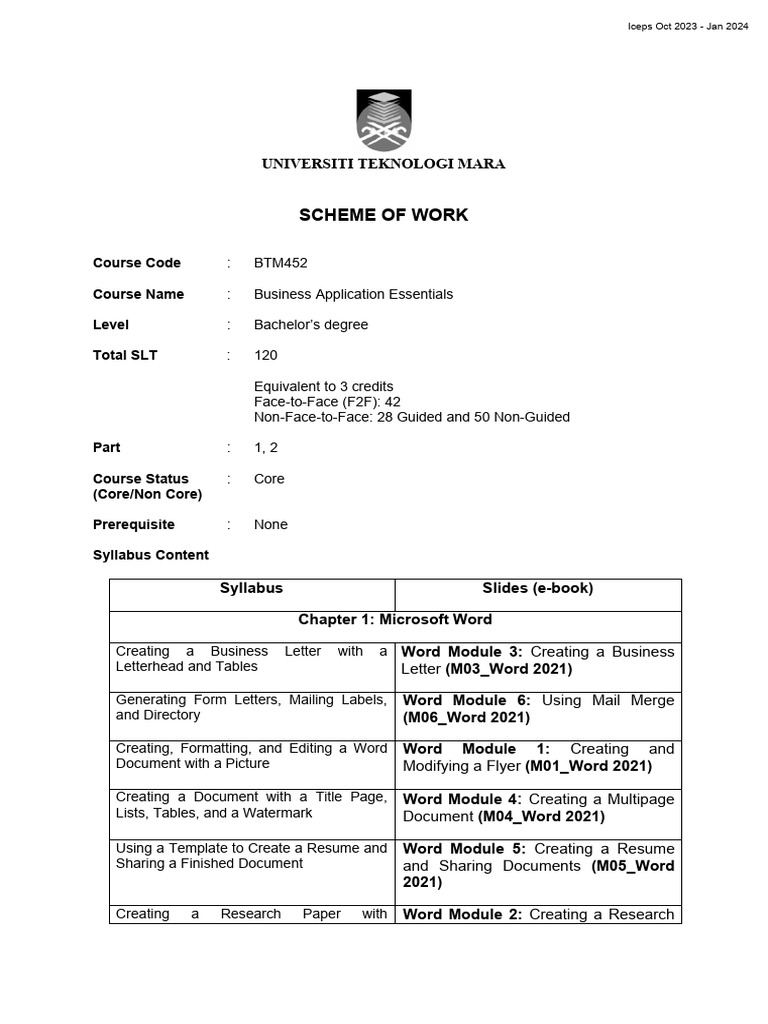 Pairing Syllabus With Book BTM452 | PDF | Microsoft Power Point ... Pairing Syllabus With Book BTM452 | PDF | Microsoft Power Point ...