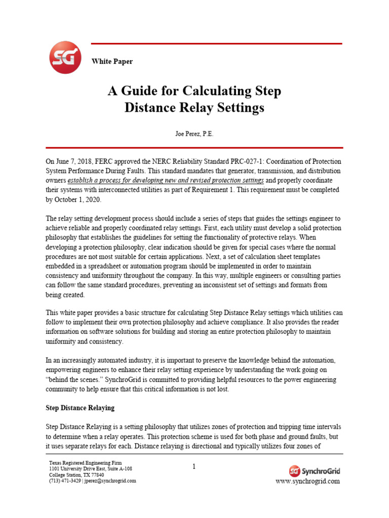 A Guide For Calculating Step Distance Relay Settings SynchroGrid | PDF ...