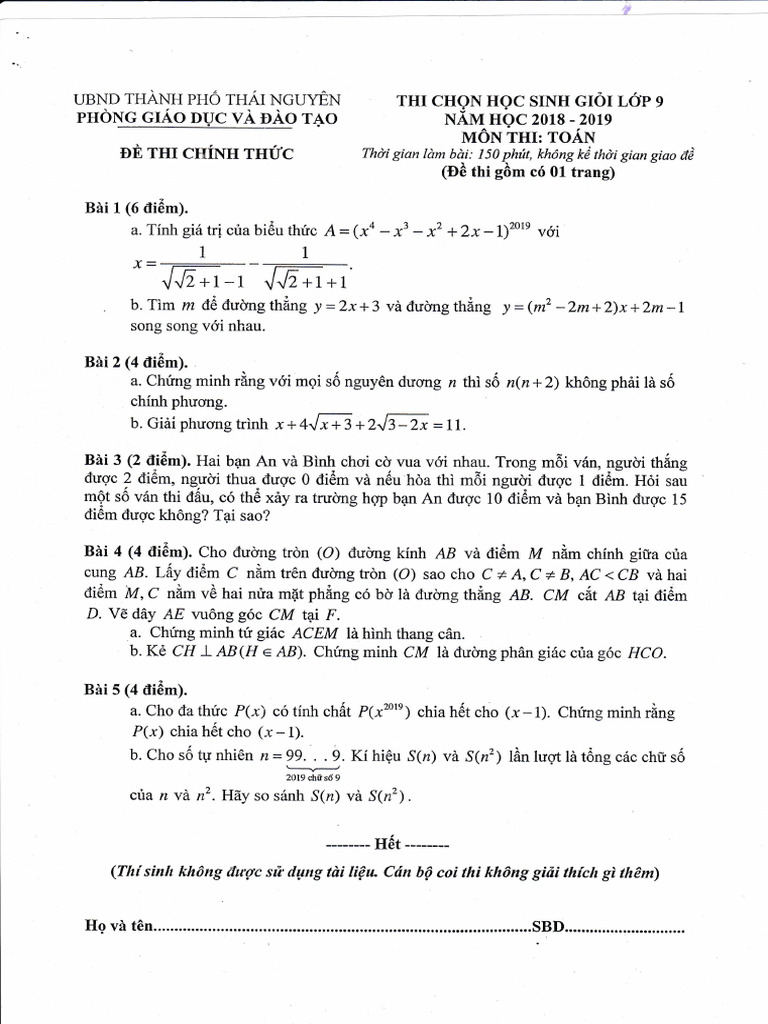 HSG Toán 9 | PDF | Teaching Methods & Materials | Science & Mathematics