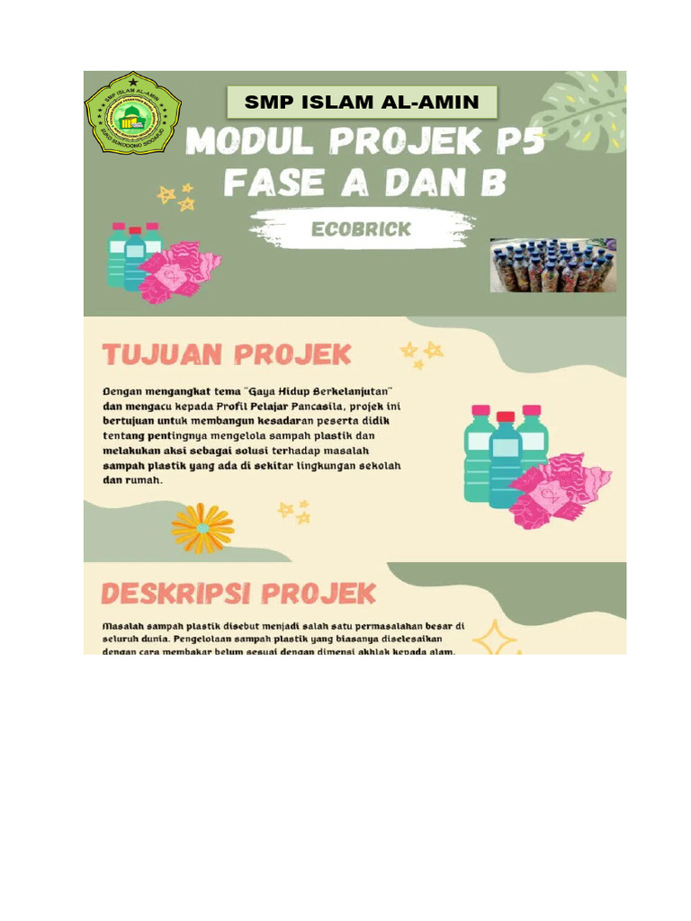 Modul Ajar p5 Ecobrick | PDF | Metode & Bahan Ajar | Sains & Matematika