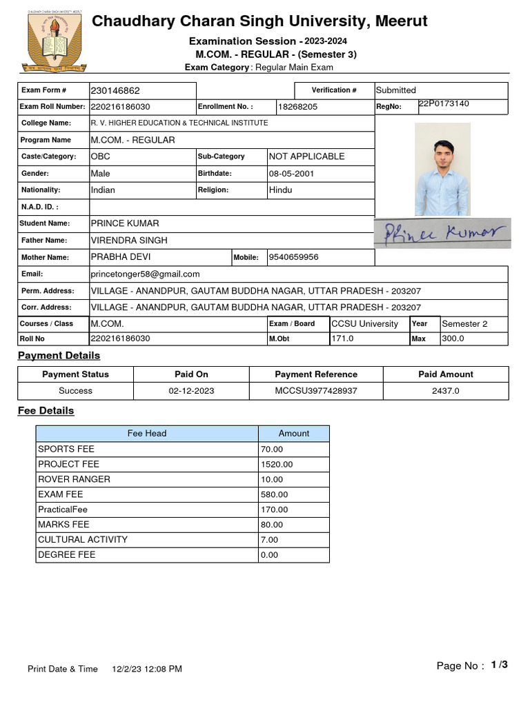 Prince Mcom 3rd Sem | PDF