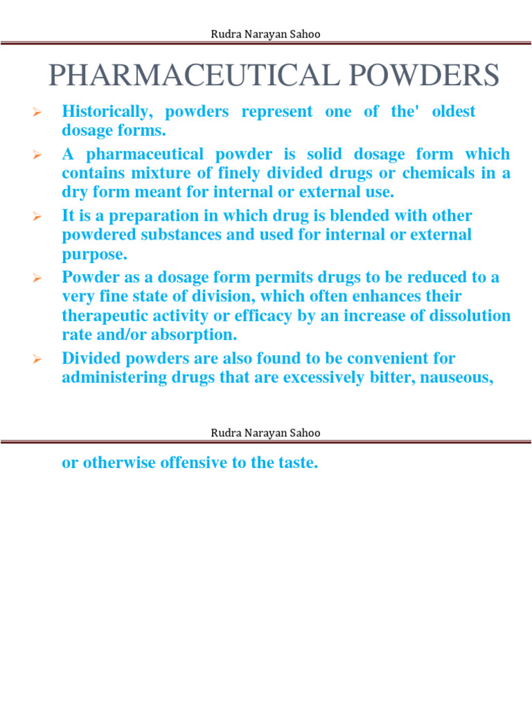 Classification of Pharmaceutical Powders | PDF | Tablet (Pharmacy ...