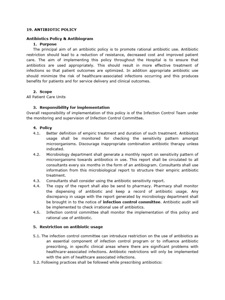 Antibiotic Policy | PDF | Methicillin Resistant Staphylococcus Aureus ...