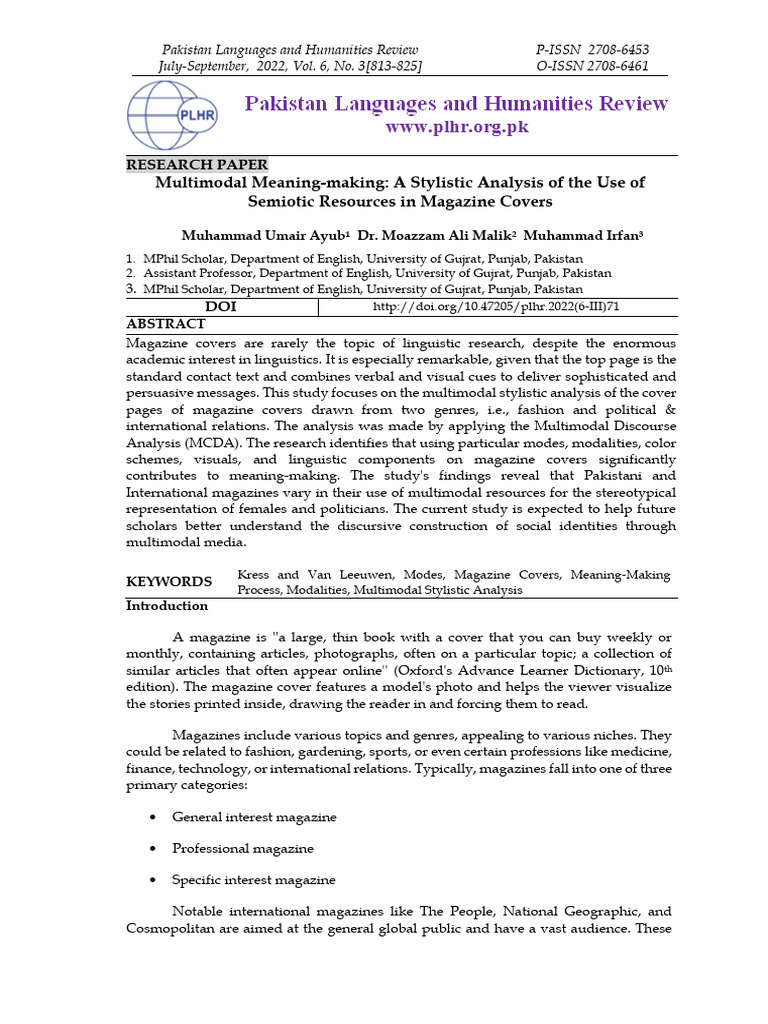 Multimodal Meaning-Making: A Stylistic Analysis of The Use of Semiotic ... Multimodal Meaning-Making: A Stylistic Analysis of The Use of Semiotic ...